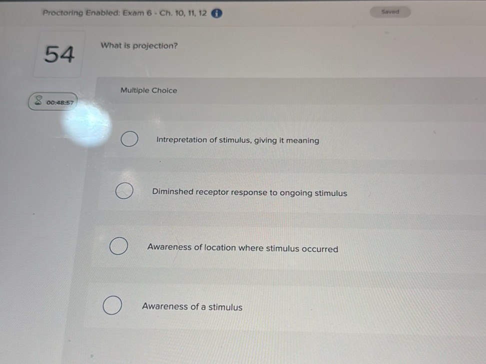 What is projection? Multiple Choice | StudyX