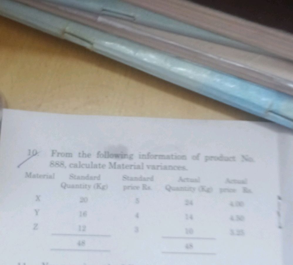 10. From the following information of | StudyX