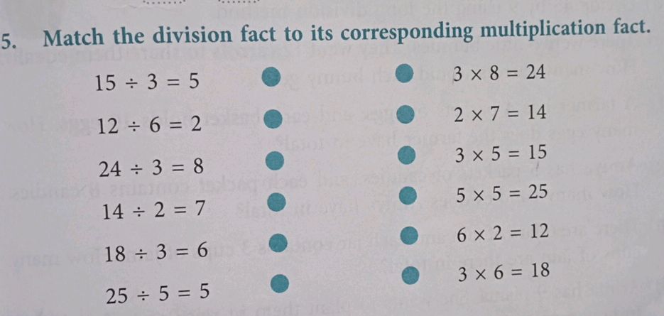 Match the division fact to its corresponding | StudyX
