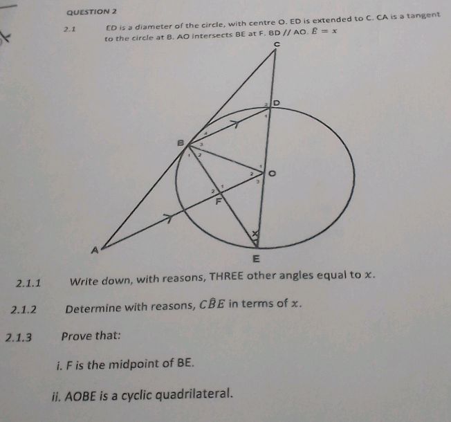 2. ED is a diameter of the circle, with | StudyX