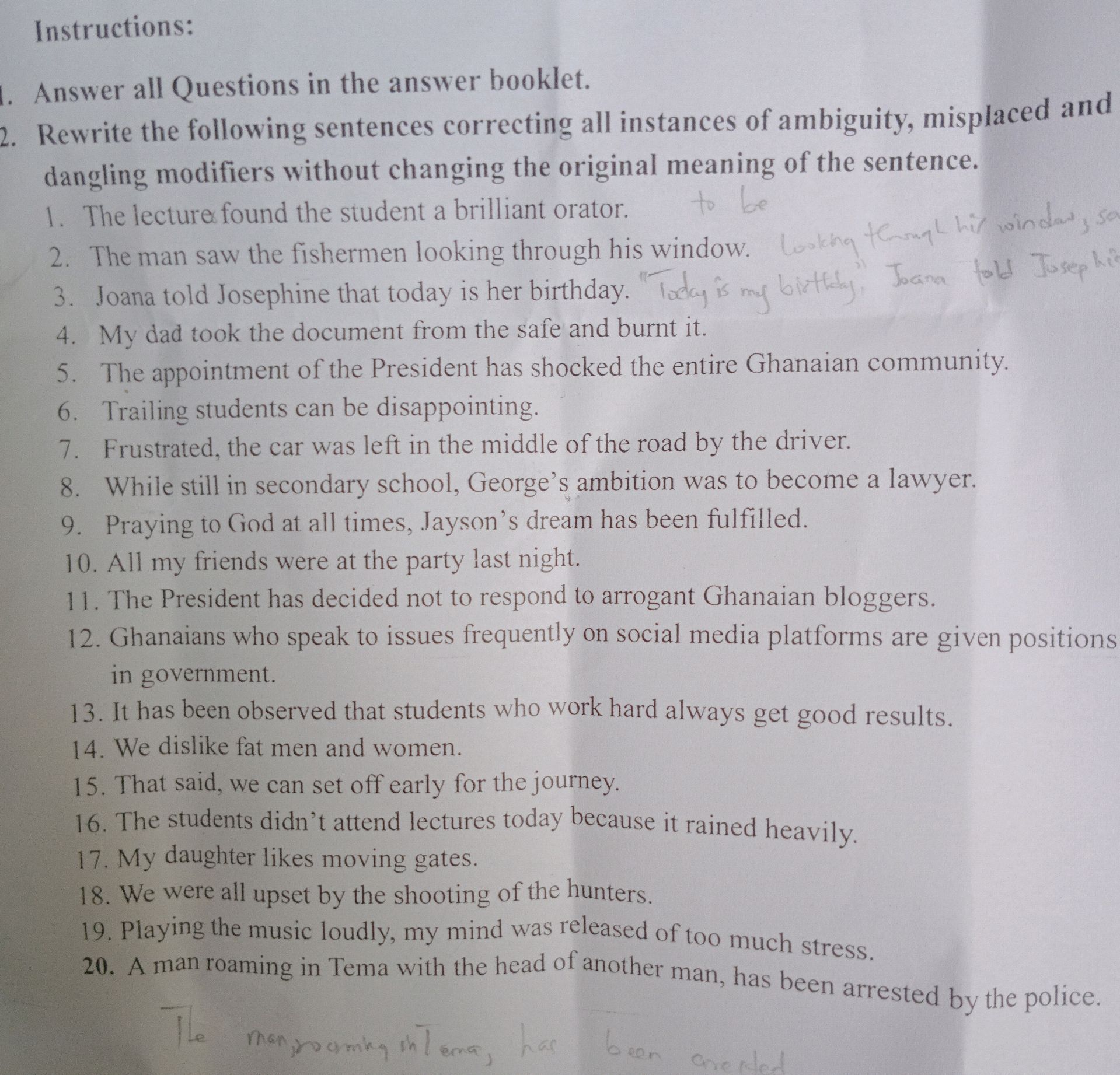 Instructions: 1. Answer all Questions in the | StudyX