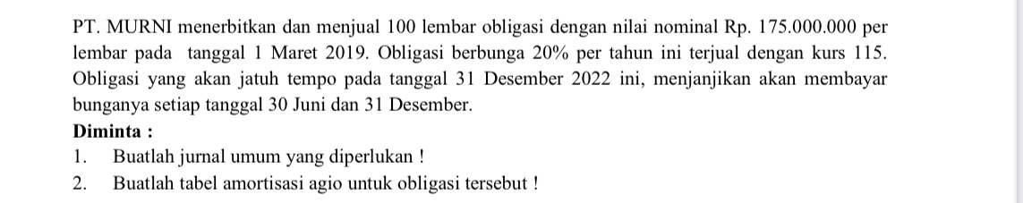 PT. MURNI menerbitkan dan menjual 100 lembar | StudyX