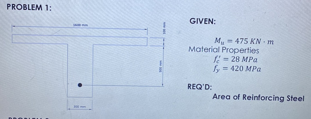 PROBLEM 1: Given a T-shaped beam with the | StudyX