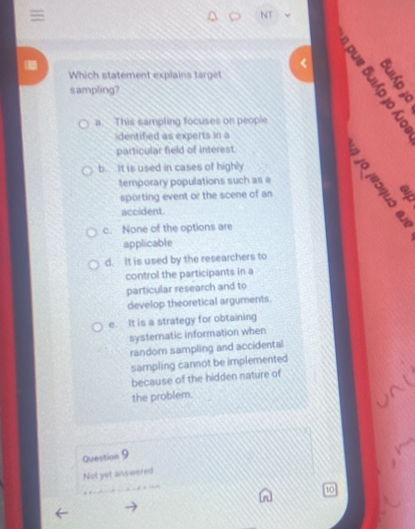 Which statement explains target sampling? | StudyX