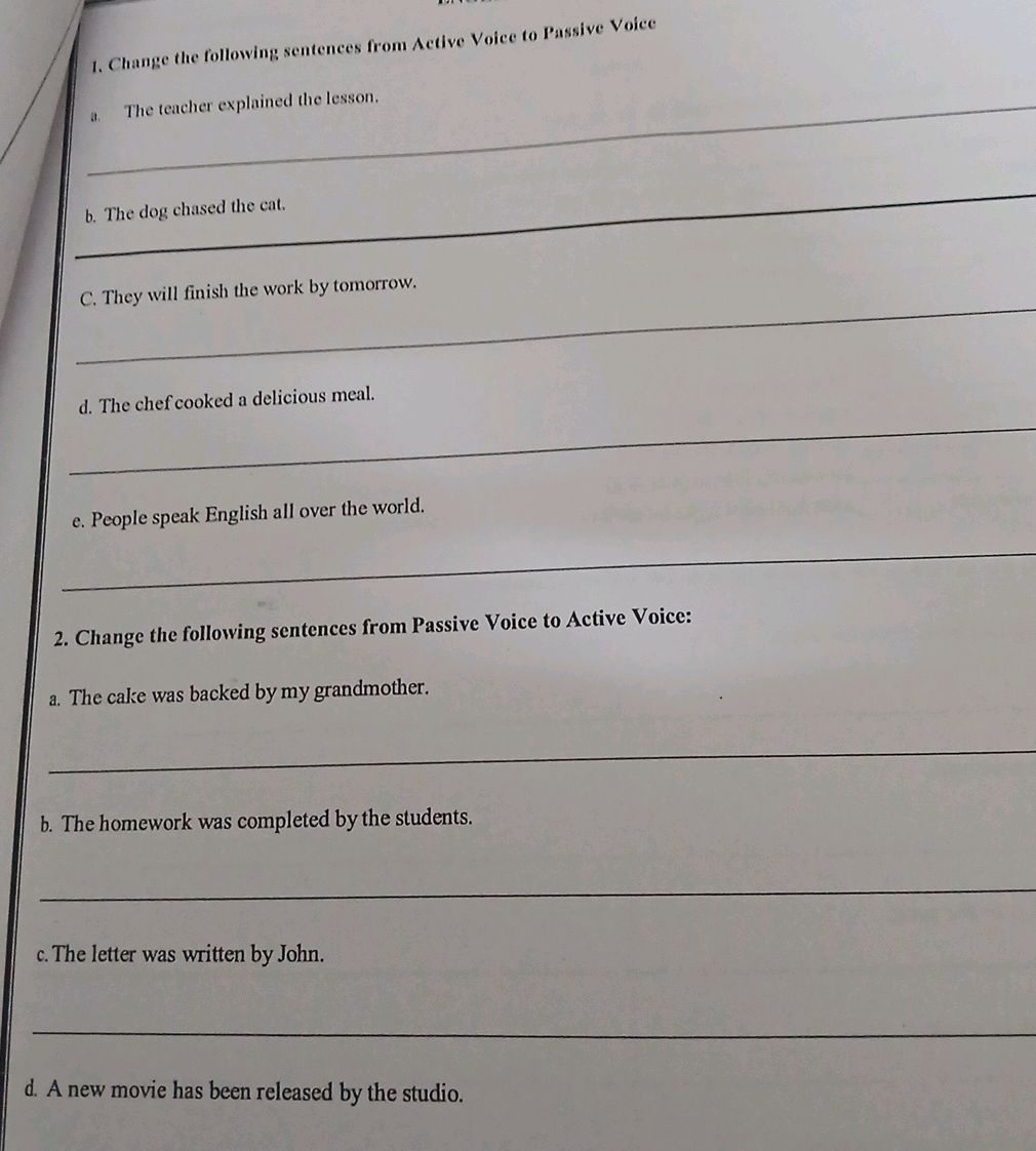 1. Change the following sentences from | StudyX