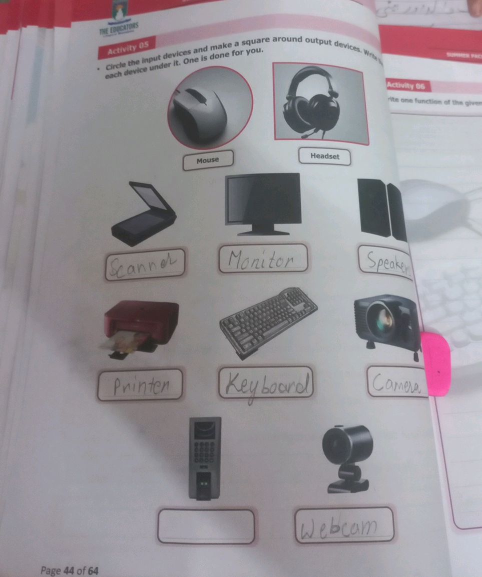 Activity 05 Circle the input devices and | StudyX