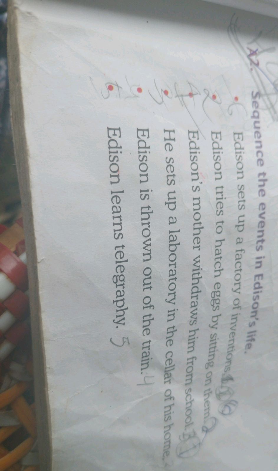 AZ. Sequence the events in Edison's life. | StudyX
