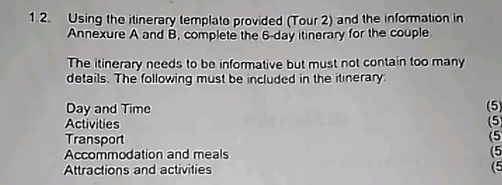 12. Using the itinerary template provided | StudyX