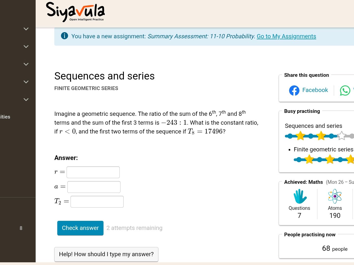 Imagine a geometric sequence. The ratio of | StudyX