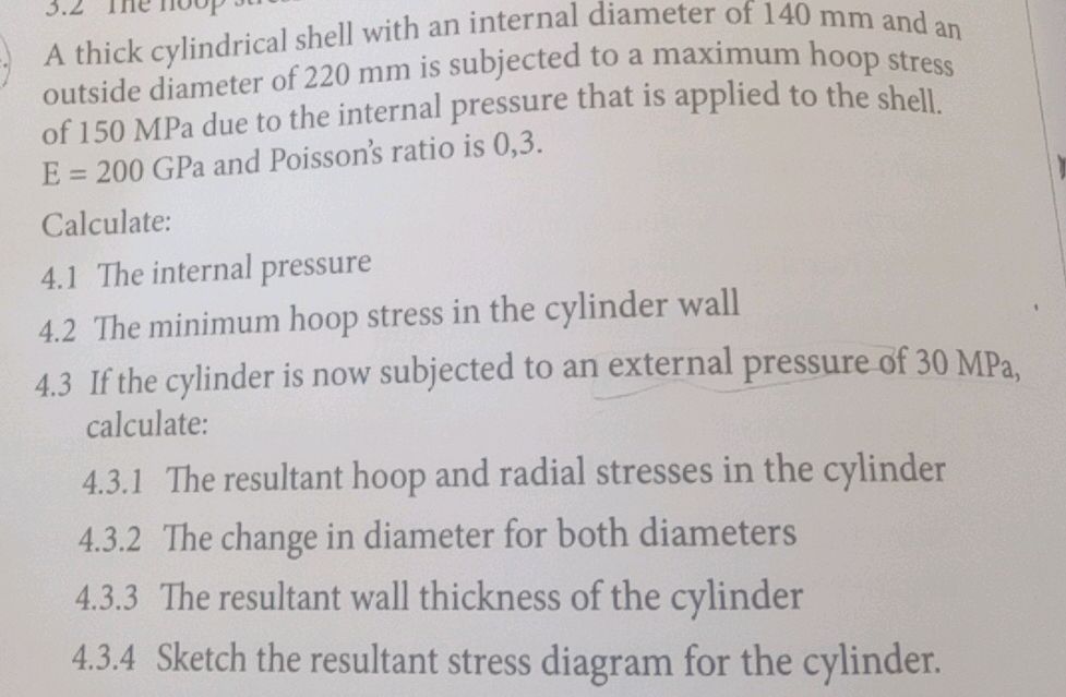 A thick cylindrical shell with an internal | StudyX