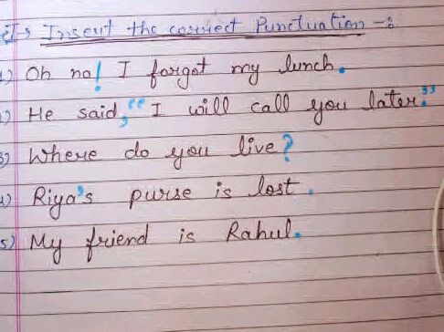 Insert the correct Punctuation -: 1) Oh no! | StudyX