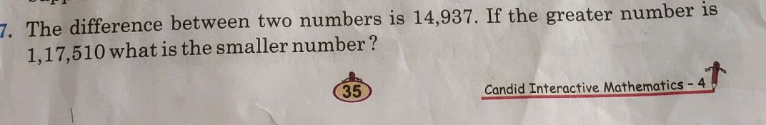 7. The difference between two numbers is | StudyX