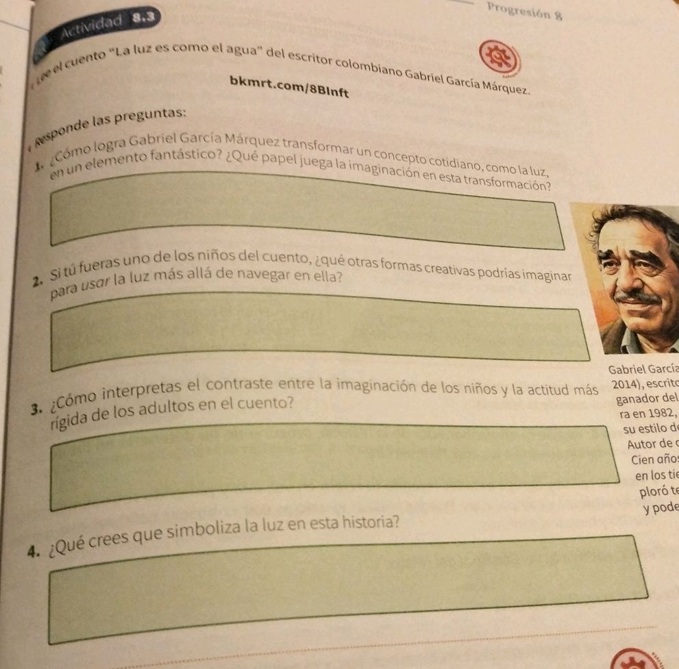 Lee el cuento "La luz es como el agua" del | StudyX