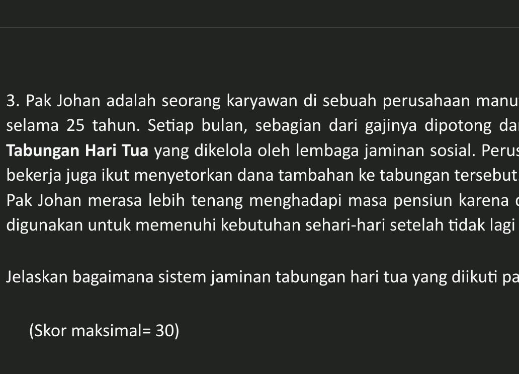 3. Pak Johan adalah seorang karyawan di | StudyX