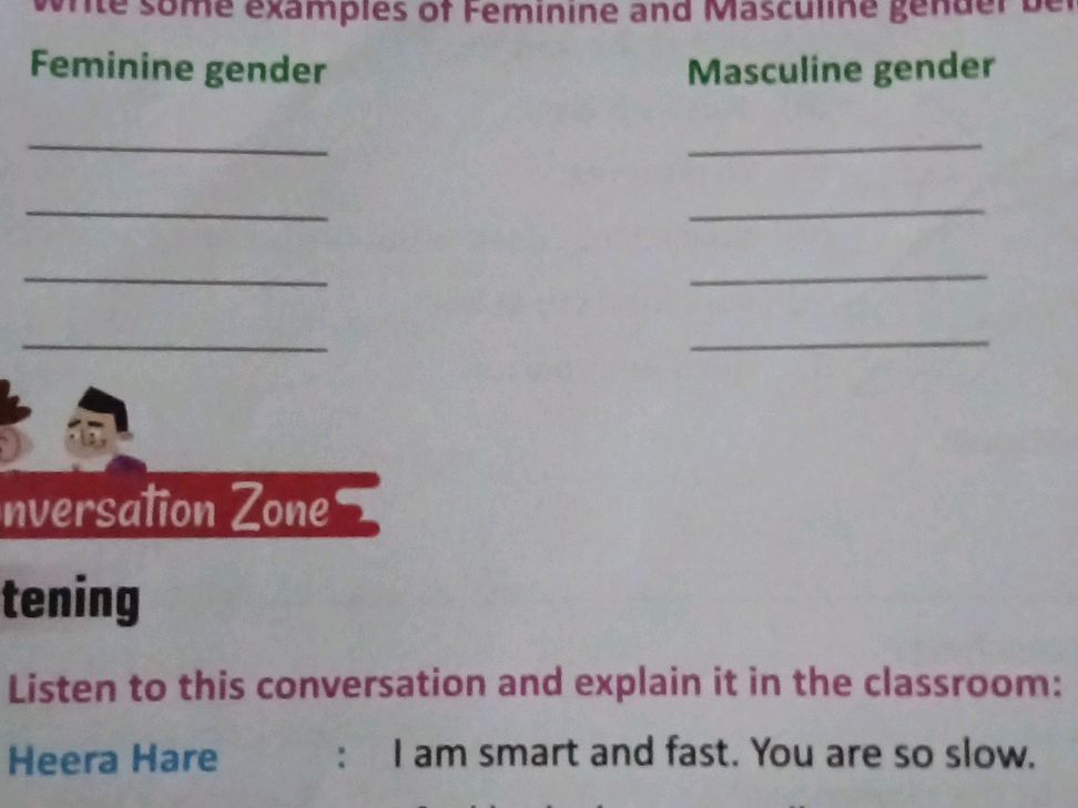 Write some examples of Feminine and | StudyX