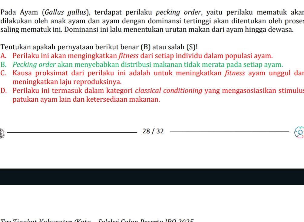 Tentukan apakah pernyataan berikut benar (B) | StudyX