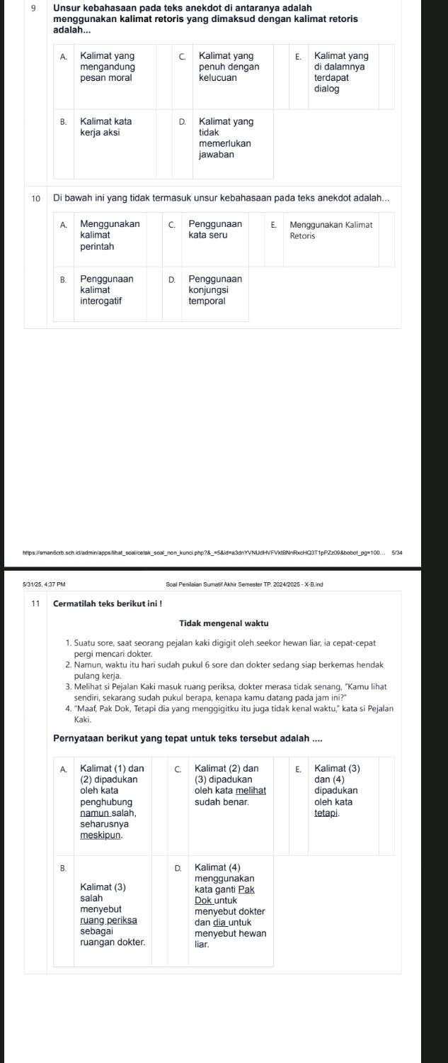 9. Unsur kebahasaan pada teks anekdot di | StudyX