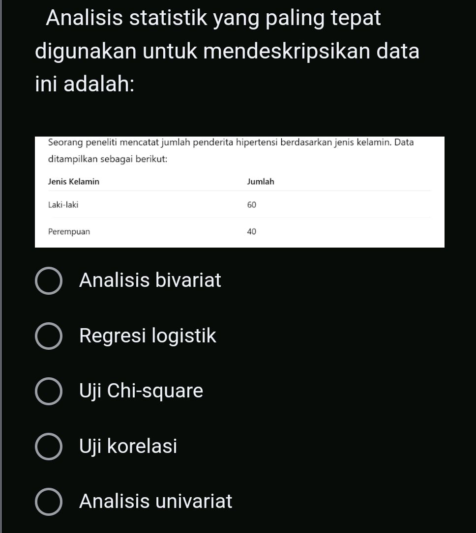 Analisis statistik yang paling tepat | StudyX