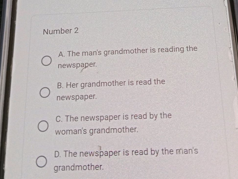 Number 2 A. The man's grandmother is | StudyX