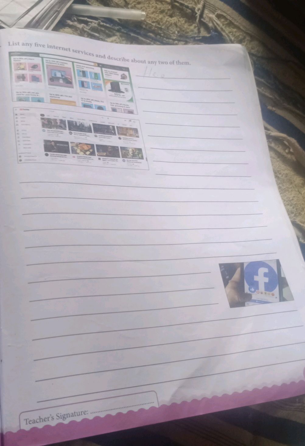 List any five internet services and describe | StudyX