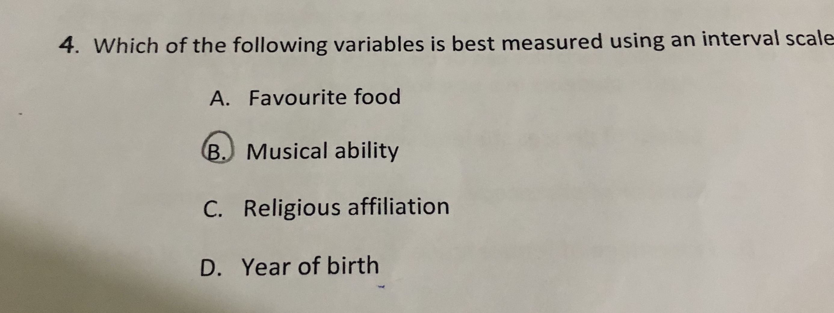 4. Which of the following variables is best | StudyX