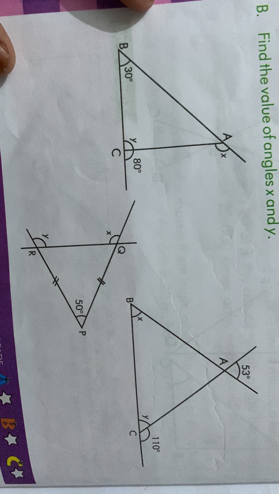 B. Find the value of angles x and y. * | StudyX