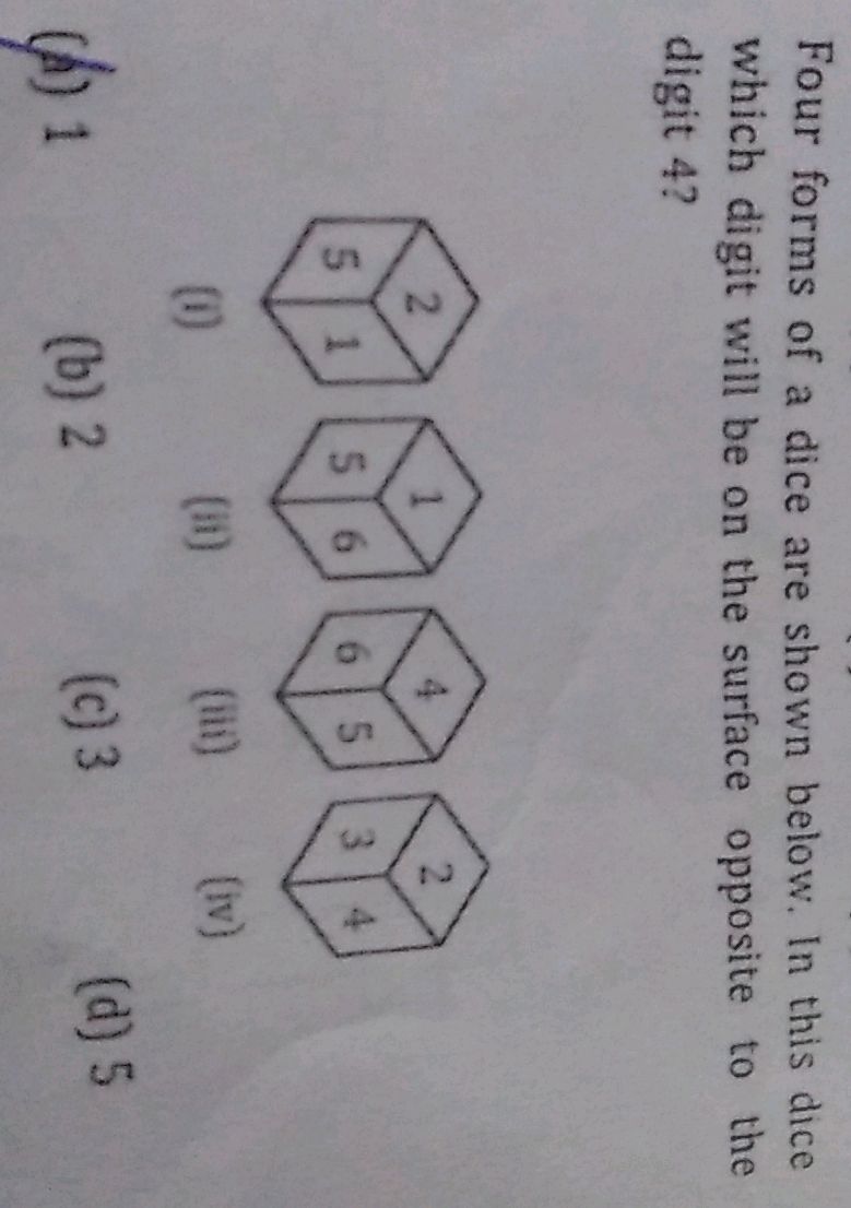 Four forms of a dice are shown below. In | StudyX