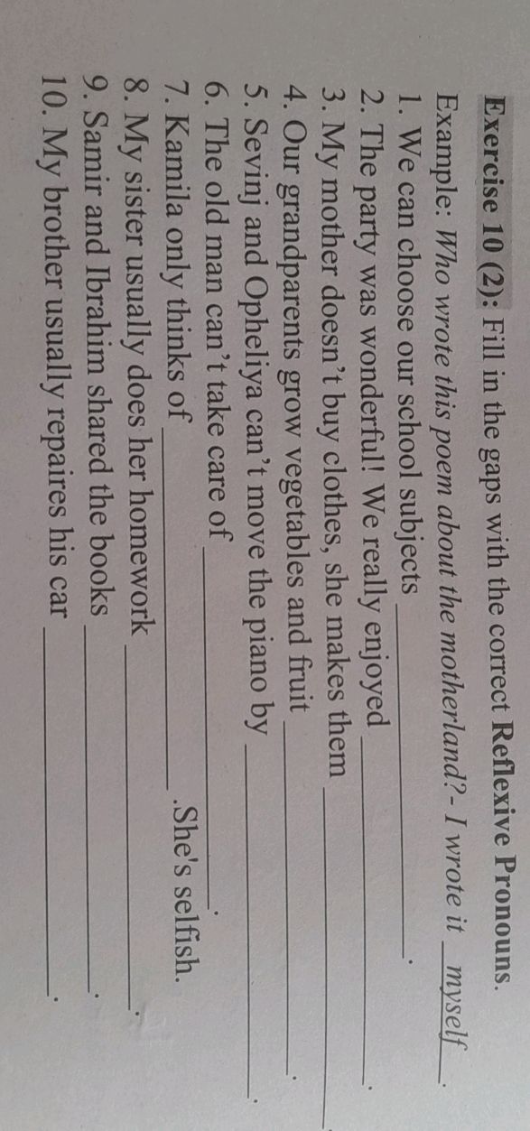 Exercise 10 (2): Fill in the gaps with the | StudyX