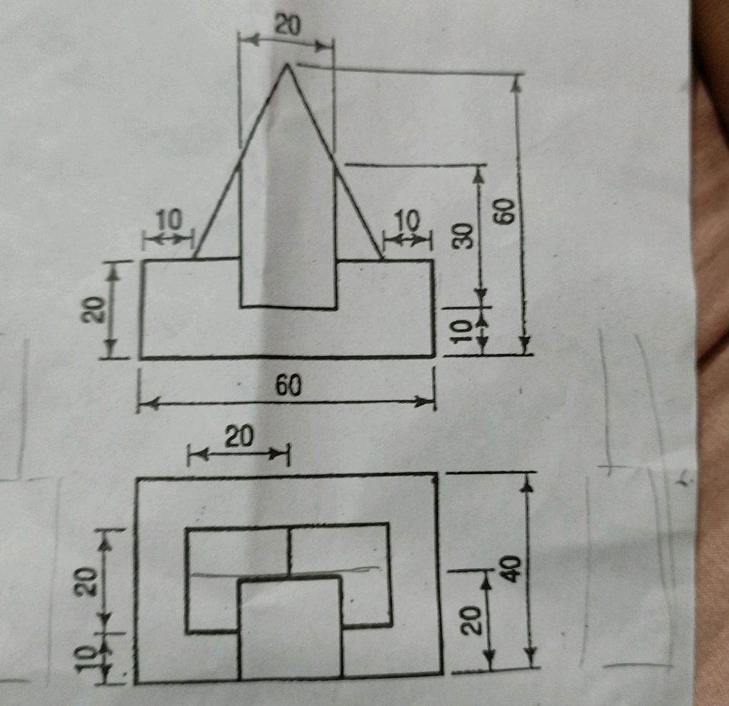 The image contains a 2D drawing of a 3D | StudyX