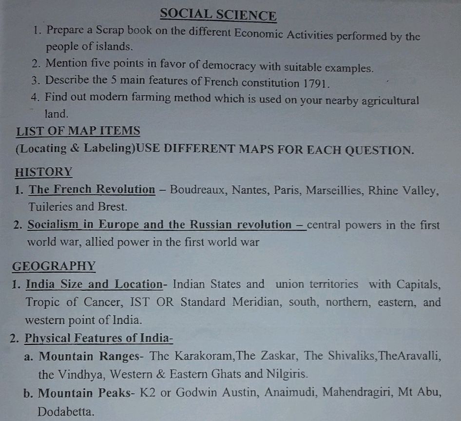 SOCIAL SCIENCE 1. Prepare a Scrap book on | StudyX