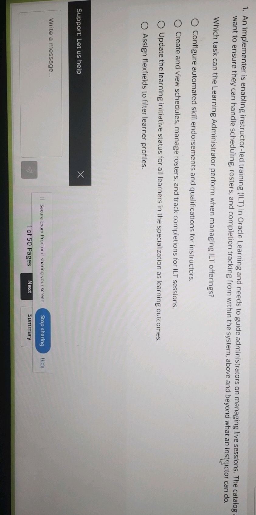 1. An implementer is enabling instructor-led | StudyX