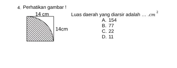 4. Perhatikan gambar ! Luas daerah yang | StudyX
