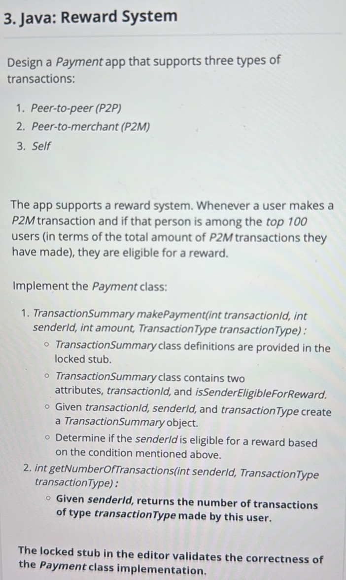 3. Java: Reward System Design a Payment app | StudyX