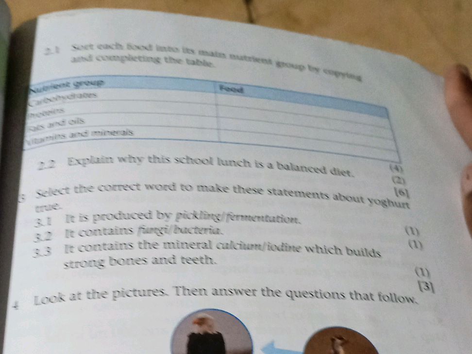 2. Sort each food into its main nutrient | StudyX