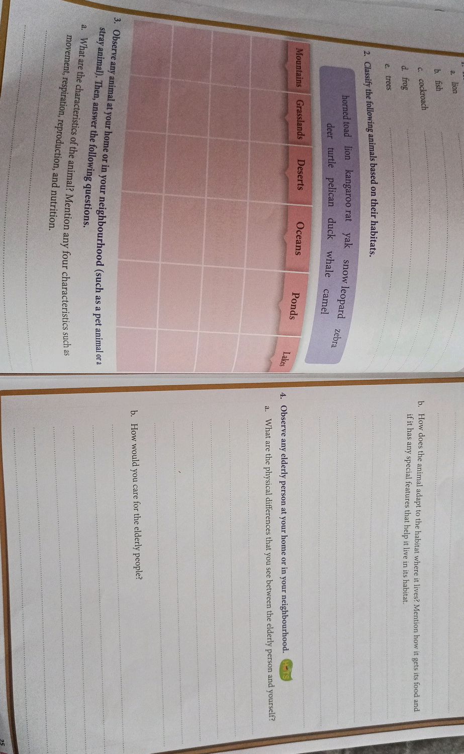 2. Classify the following animals based on | StudyX