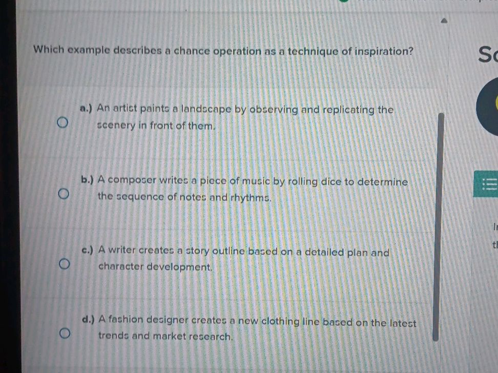 Which example describes a chance operation | StudyX