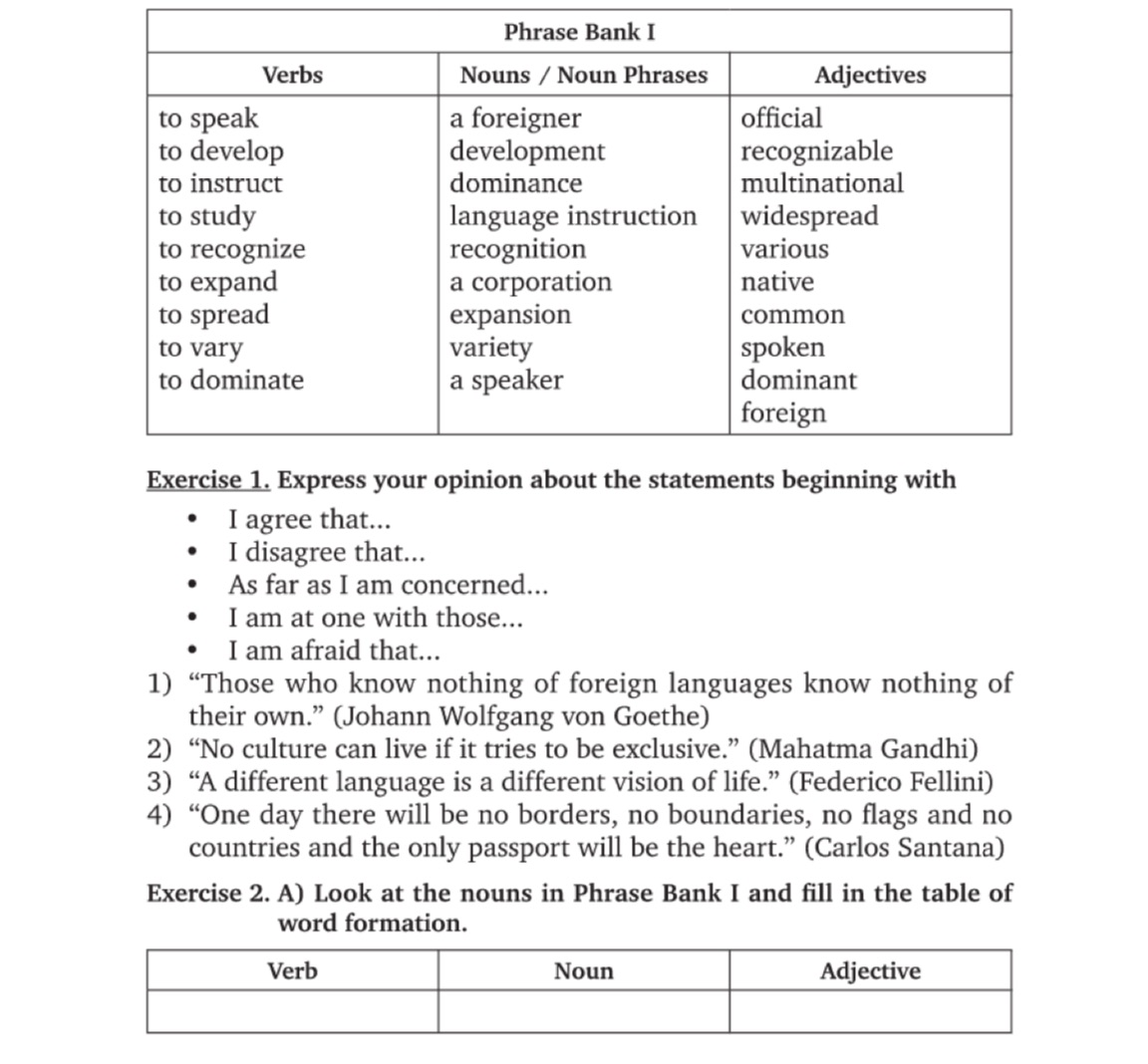 Phrase Bank I | Verbs | Nouns / | StudyX