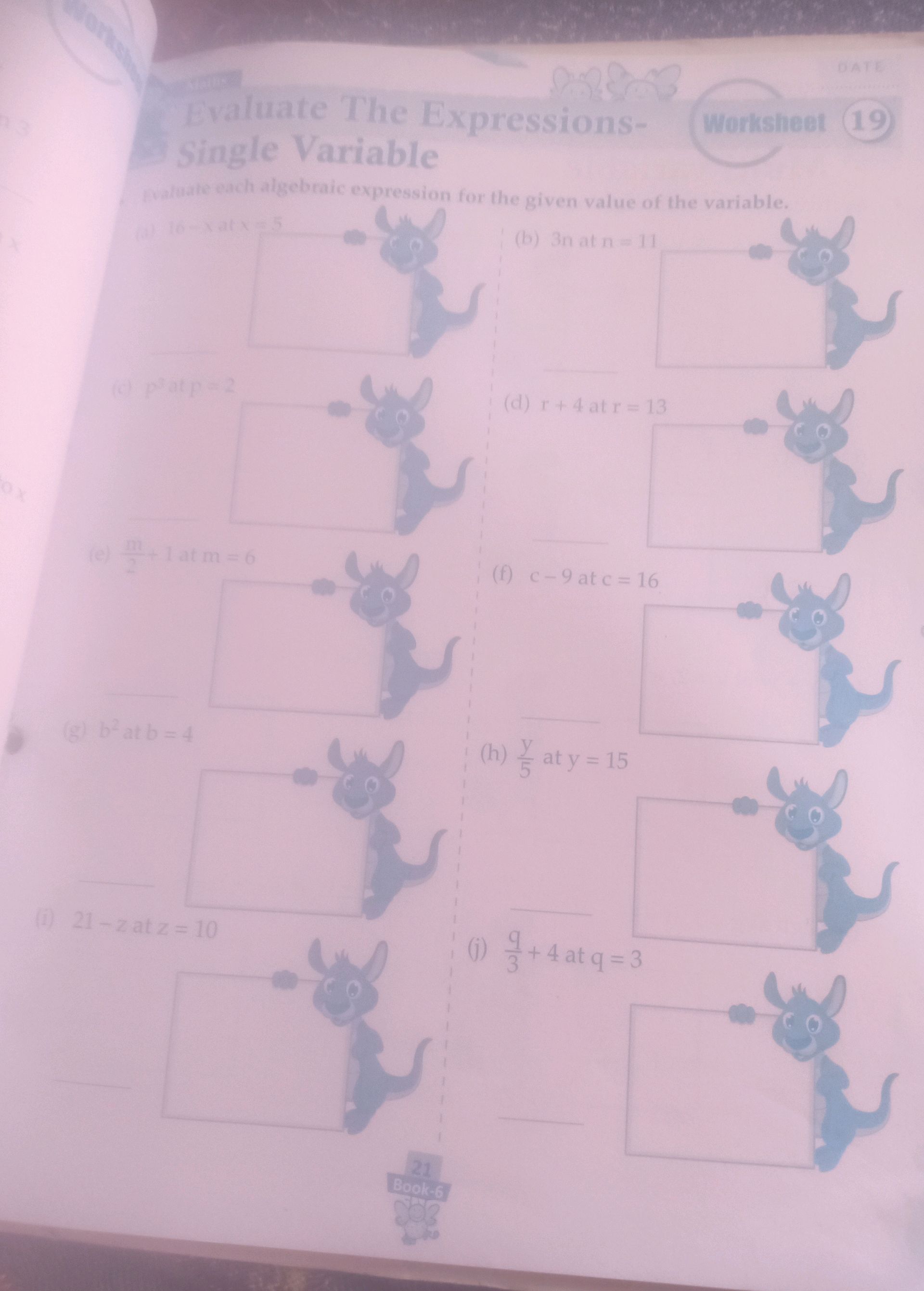 Evaluate each algebraic expression for the | StudyX