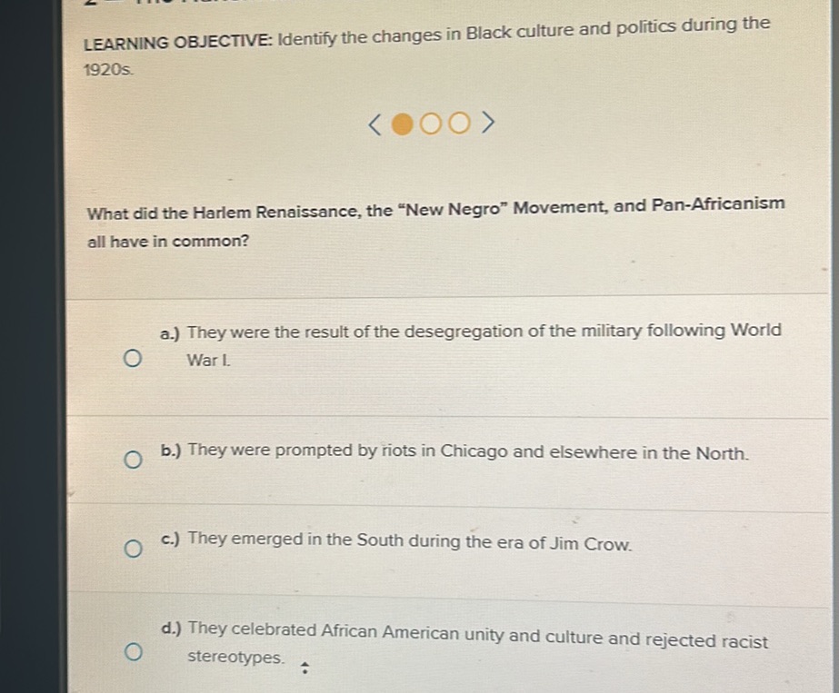 What did the Harlem Renaissance, the "New | StudyX