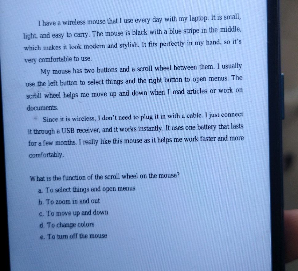 What is the function of the scroll wheel on | StudyX
