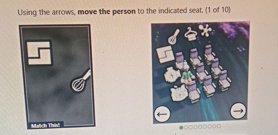 Using the arrows, move the person to the | StudyX