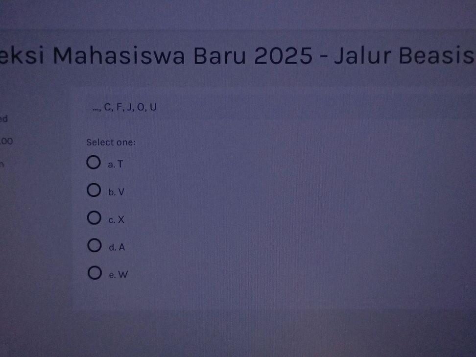 C, F, J, O, U Select one: a. T b. V | StudyX