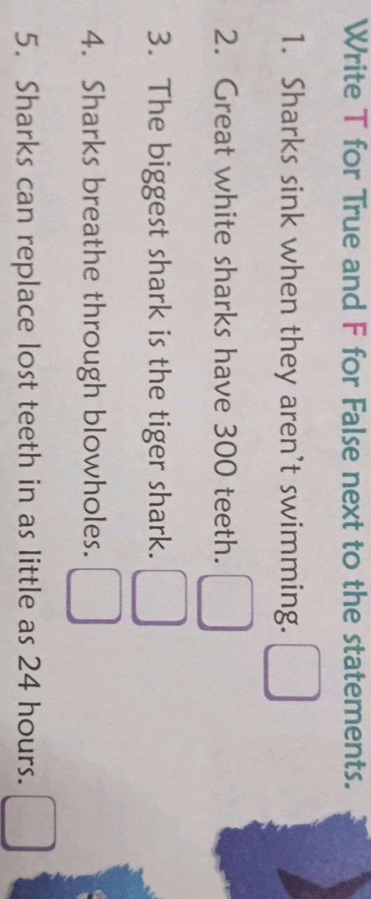 Write T for True and F for False next to the | StudyX