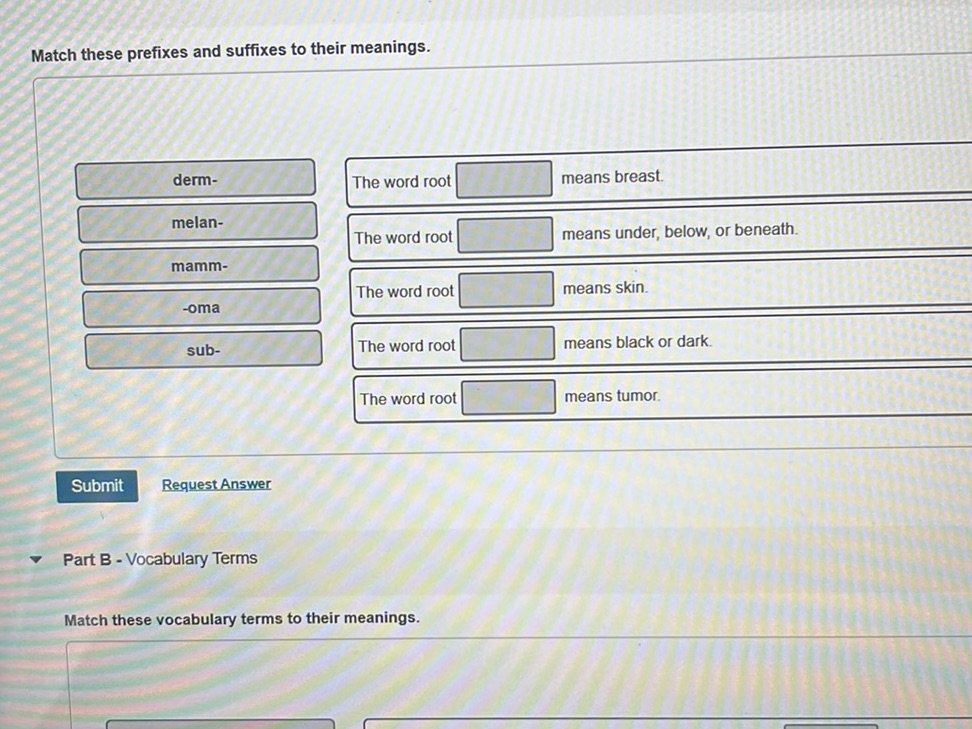 Match these prefixes and suffixes to their | StudyX