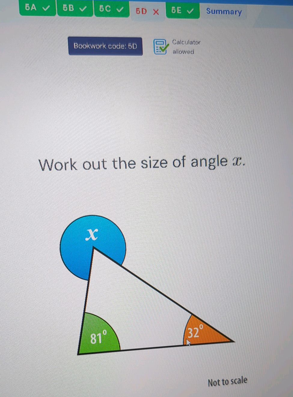 Work out the size of angle $x$. $x$ $81^ $ | StudyX