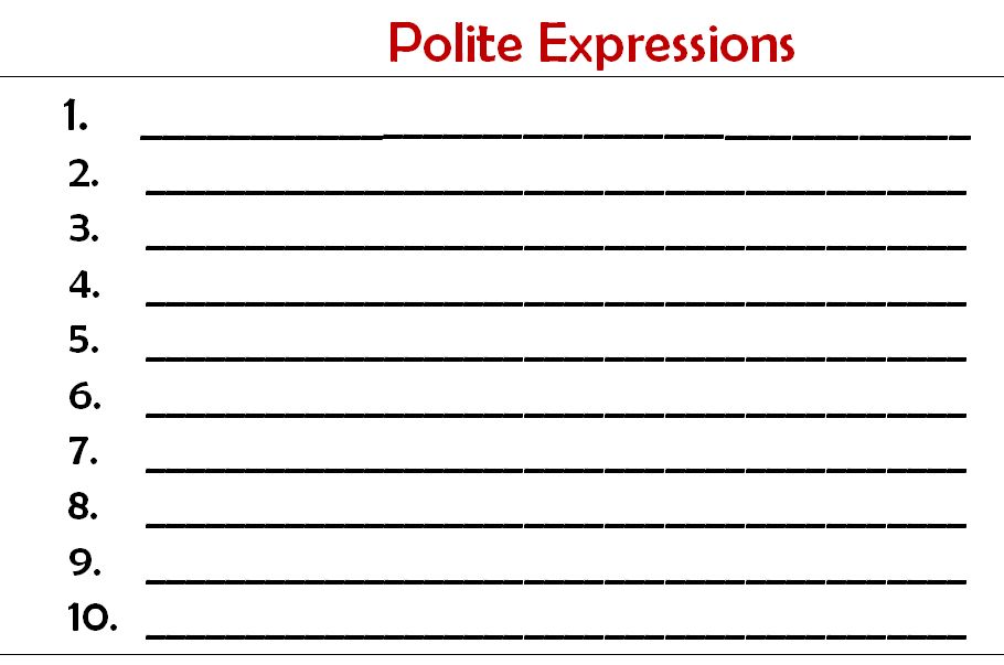 Polite Expressions 1. 2. 3. 4. 5. 6. 7. 8. | StudyX