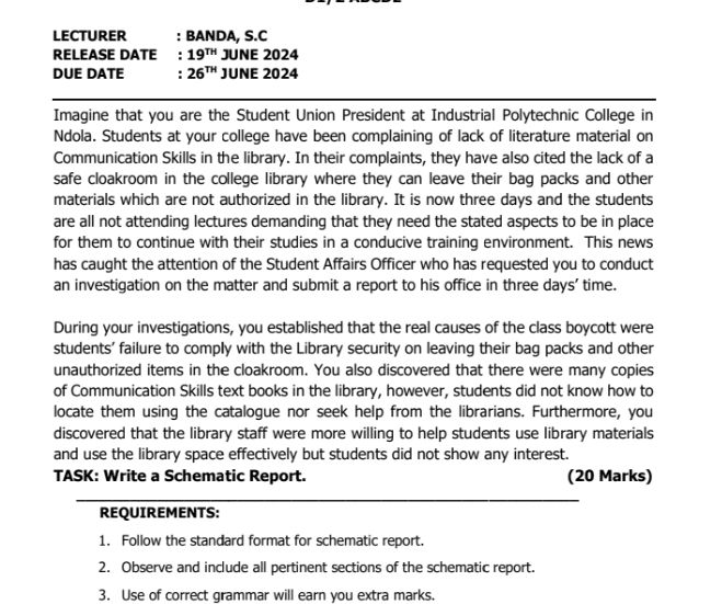 TASK: Write a Schematic Report. | StudyX