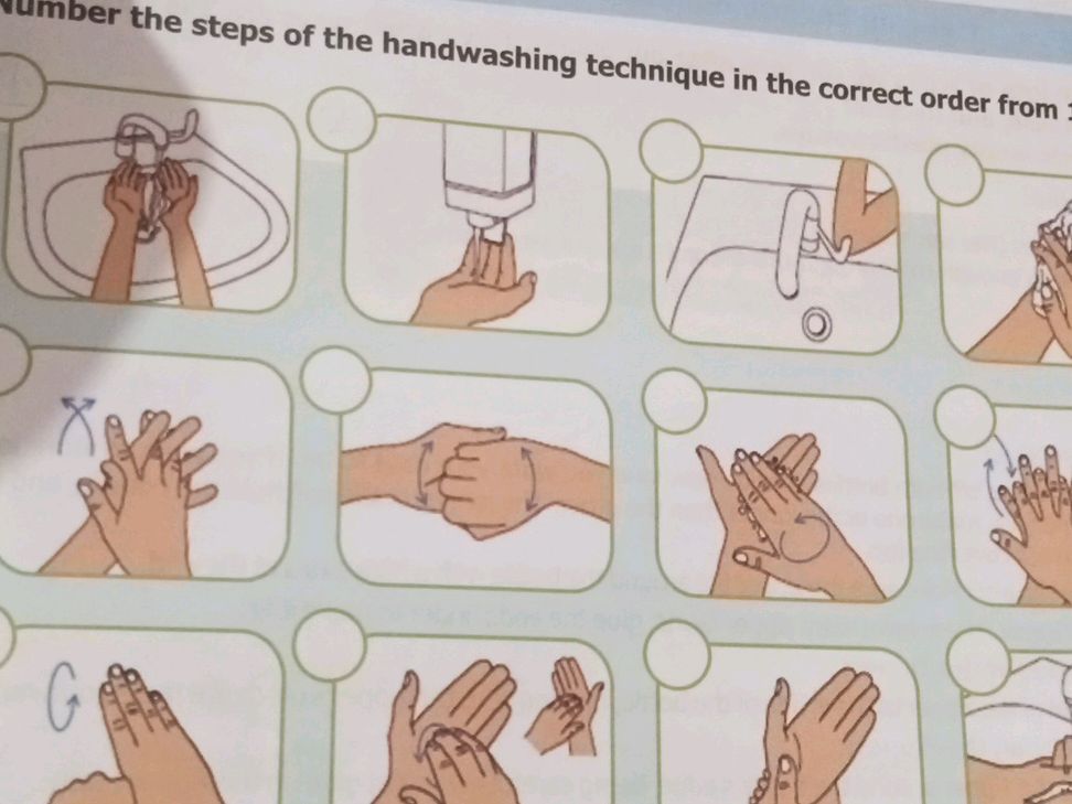 Number the steps of the handwashing | StudyX