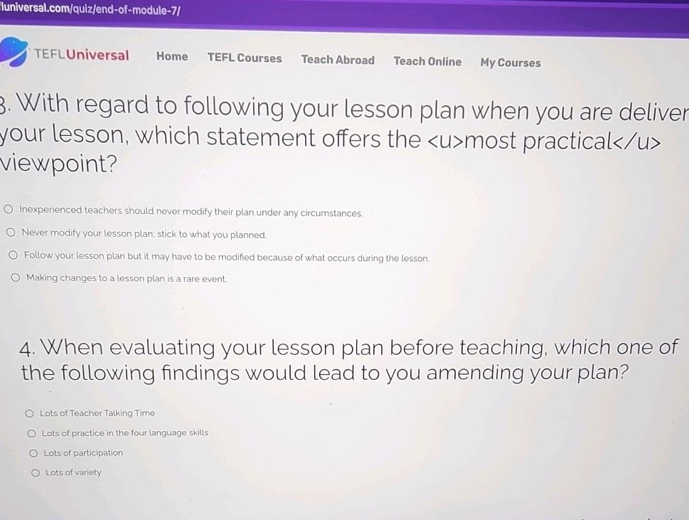 3. With regard to following your lesson plan | StudyX