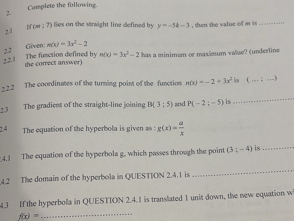 2. Complete the following. 2.1 If (m; 7) | StudyX